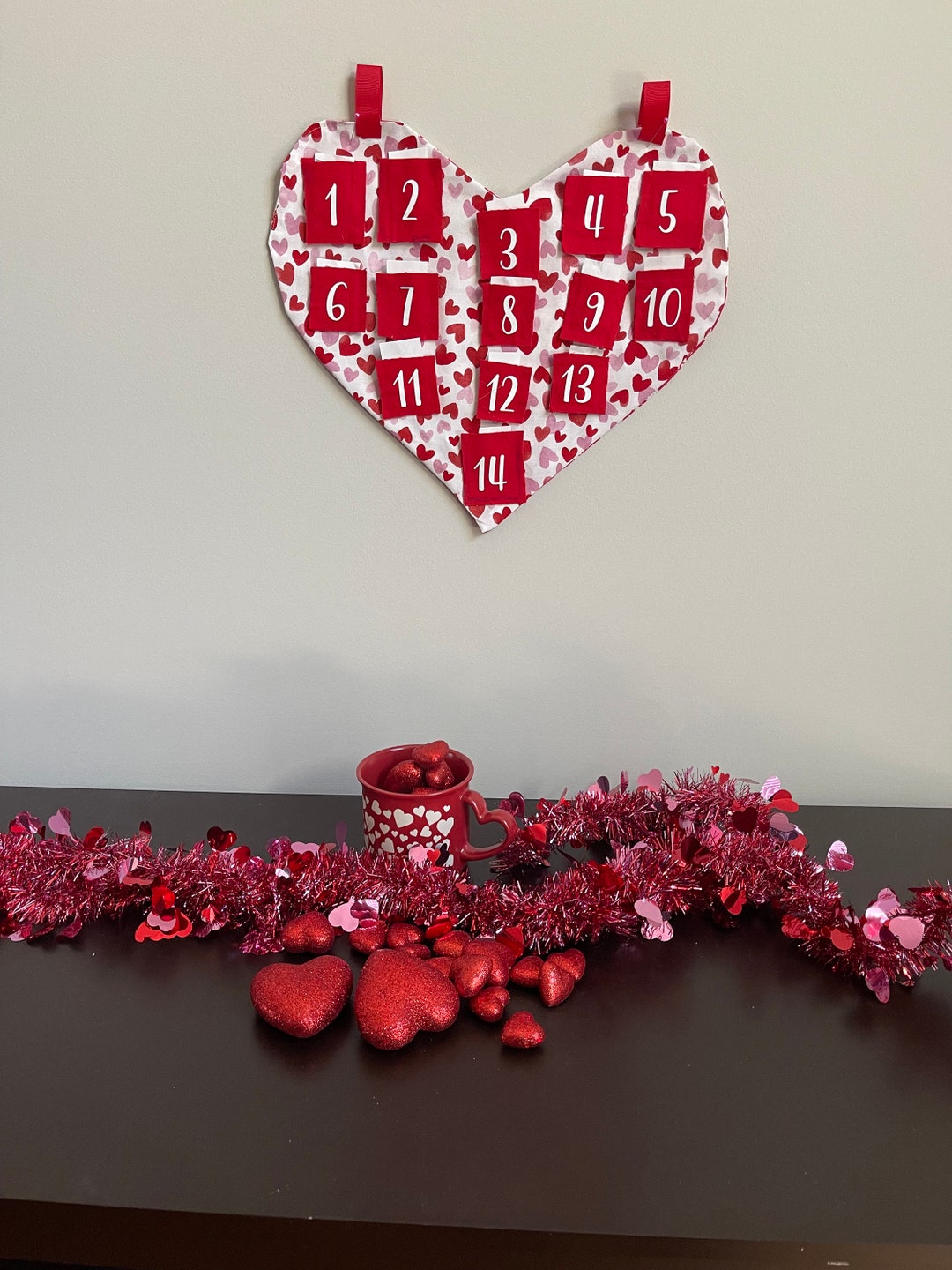Heart Wall Art Countdown Calendar Valentine Gift for Her Galentine Gift ...