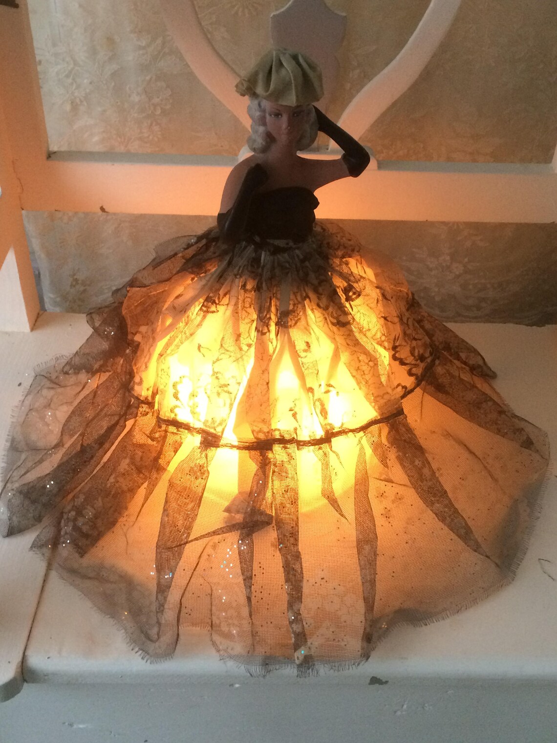 Vintage Half Doll Lamp Vintage French Boudoir Doll Pierrot Doll Light ...