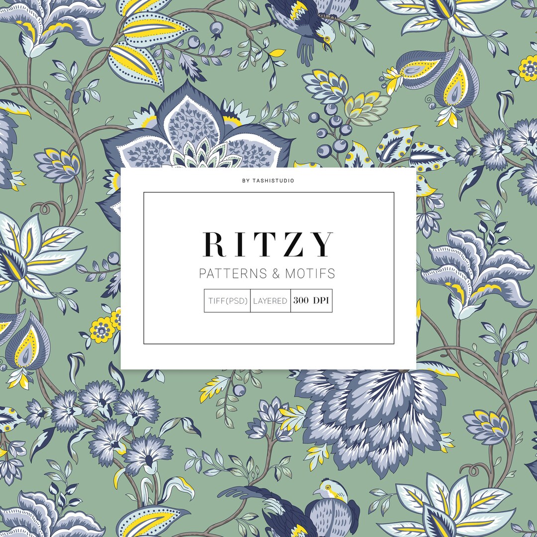 Ritzy, Vintage Chintz Seamless Patterns in Multiple Colorways. - Etsy