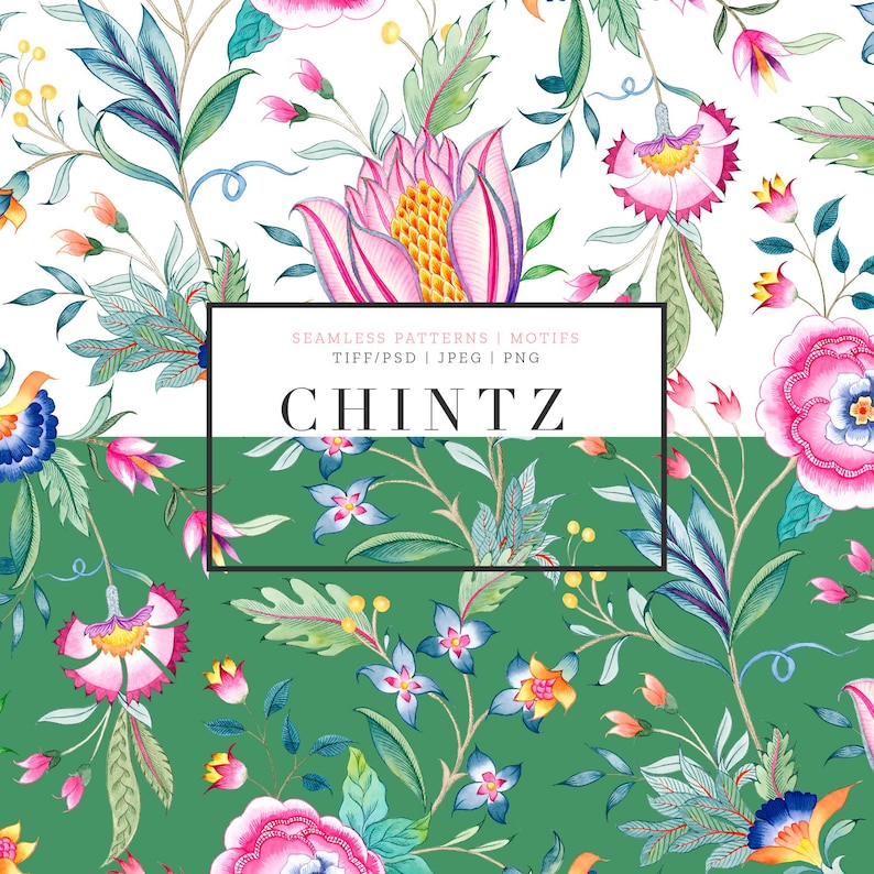 Chintz Indien, Hand Painted Watercolour Chintz Prints & Motif Elements ...