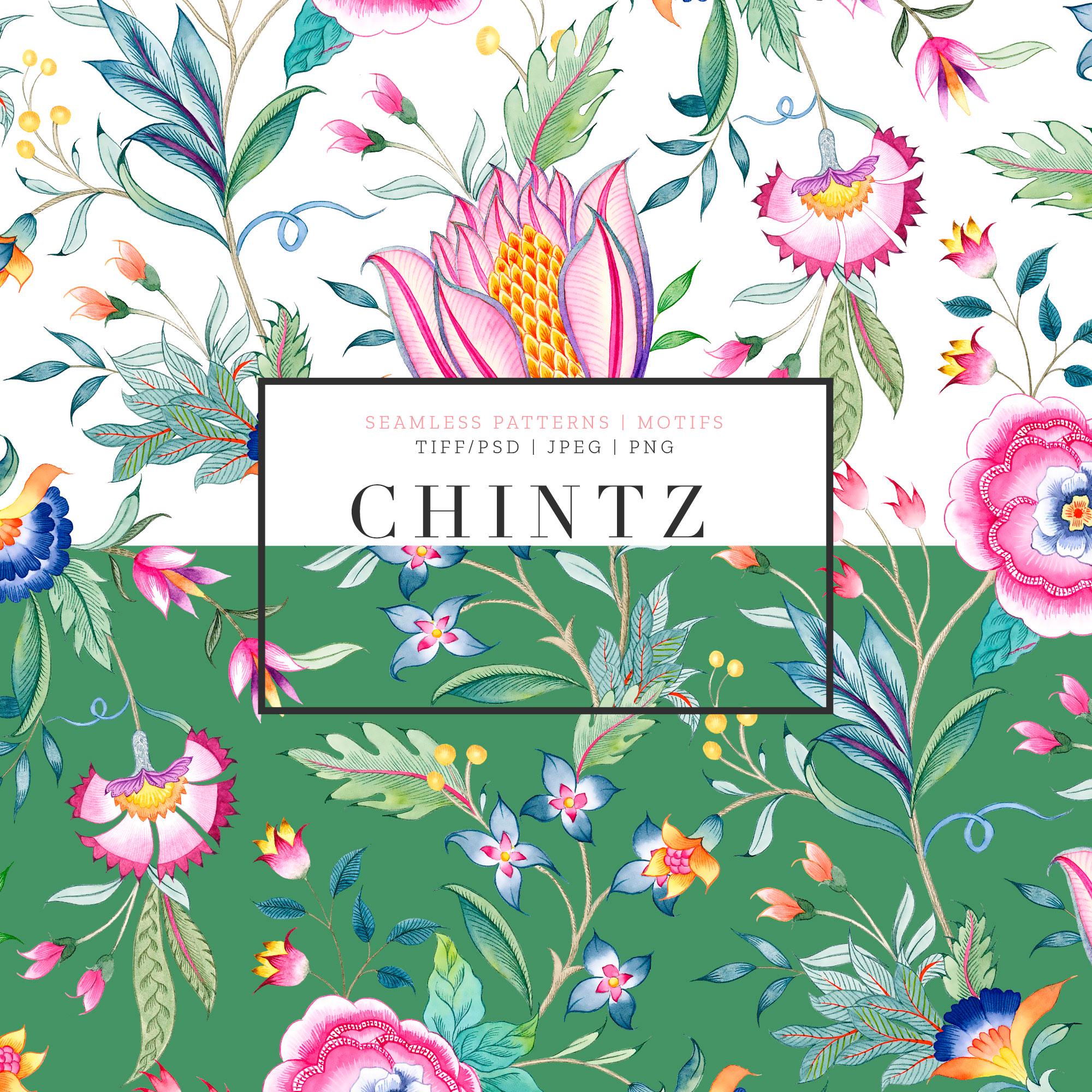Chintz Indien, Hand Painted Watercolour Chintz Prints & Motif Elements ...