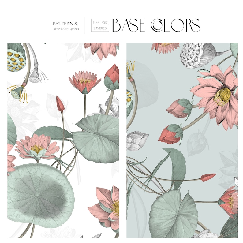 Lotus Flower Pattern Design: High-resolution Prints (digital Download ...