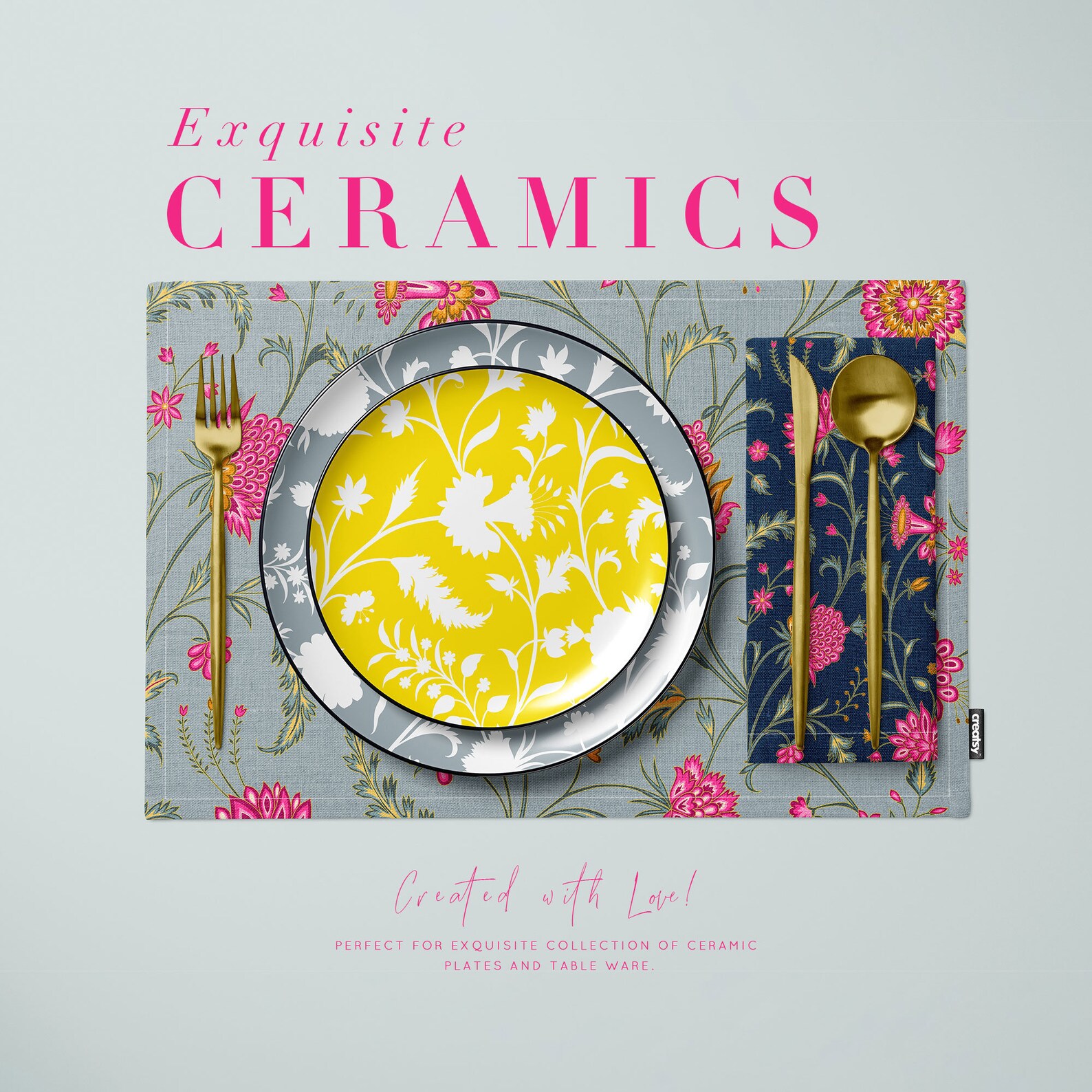 Gahana, Indian Floral Inspired Crewel Embroidery Look Surface Pattern ...