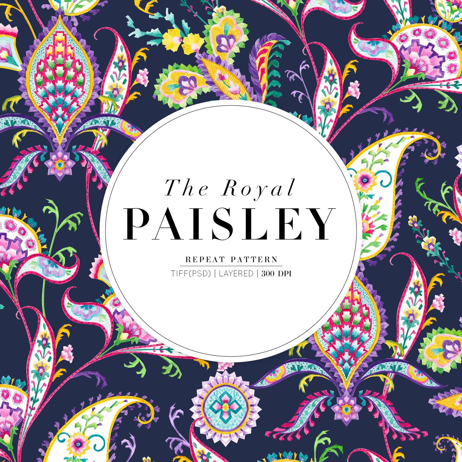 The Royal Paisley. Hand Painted Watercolour Paisley With Intricate ...