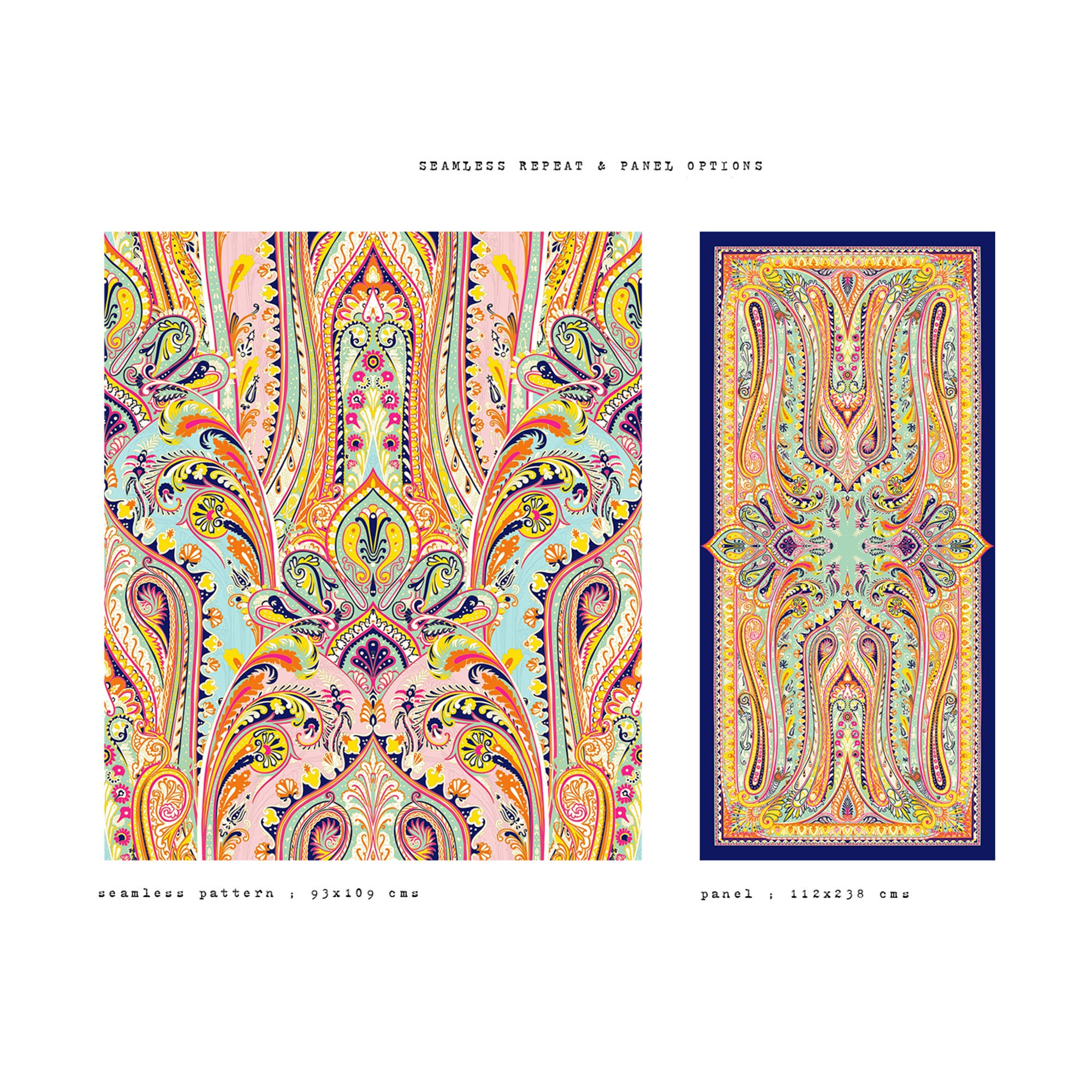 Opulent Paisley, Intricate Paisley Seamless Repeat Surface Pattern Design Along With Paisley ...