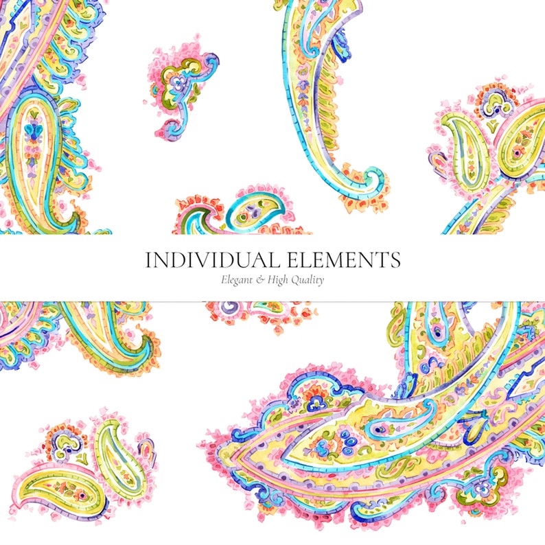 Hand-painted Paisley Pattern: Seamless Elegant Design (digital Download ...