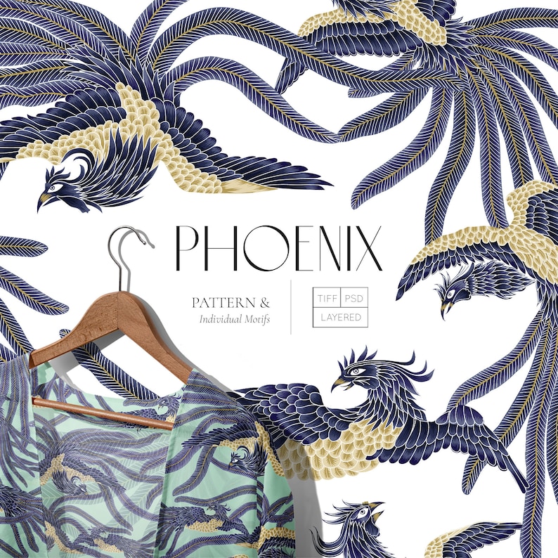 Phoenix, Intricate Hand Made Asian Luxury Prints & Motifs. - Etsy