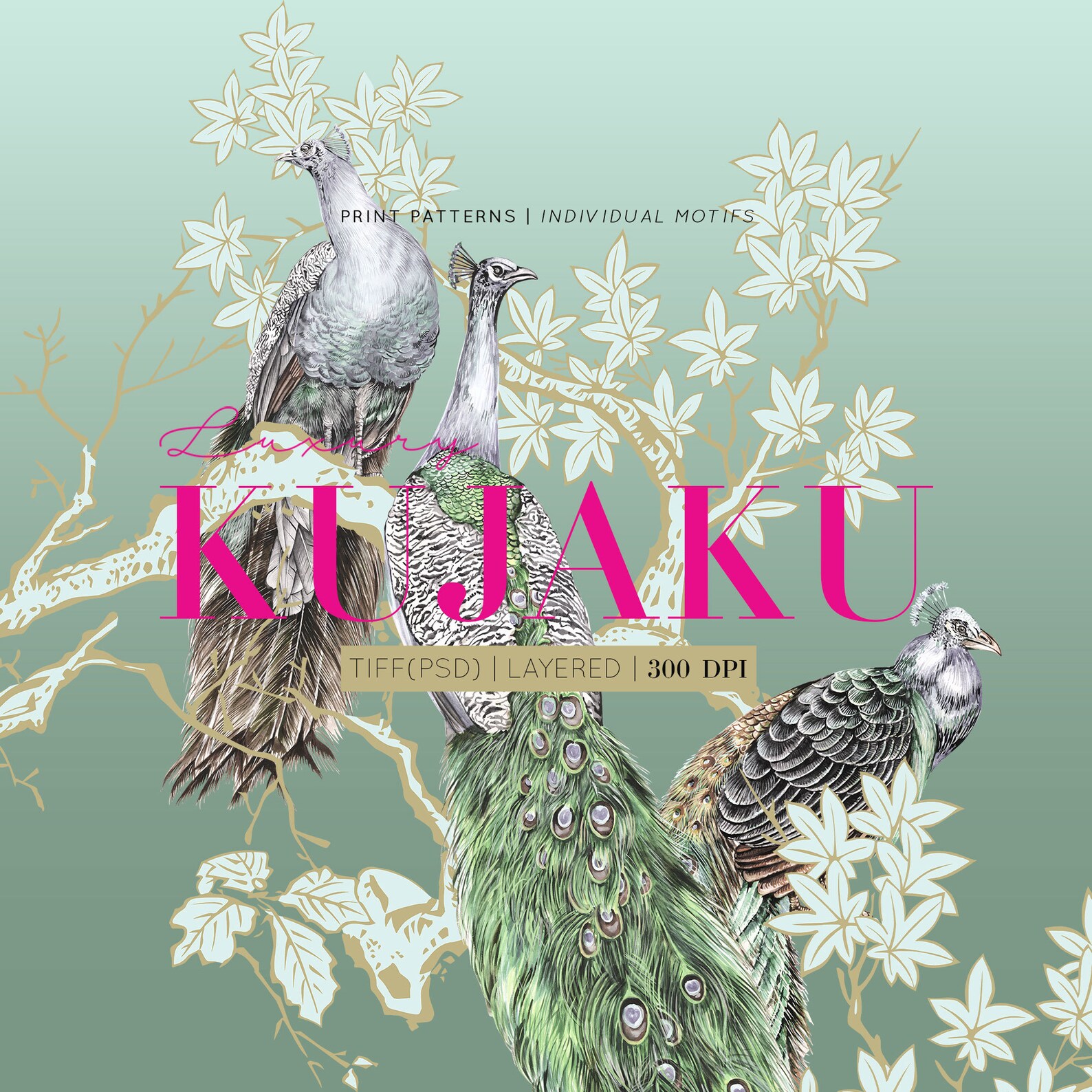 Kujaku, Hand Painted Watercolour Patterns - Etsy