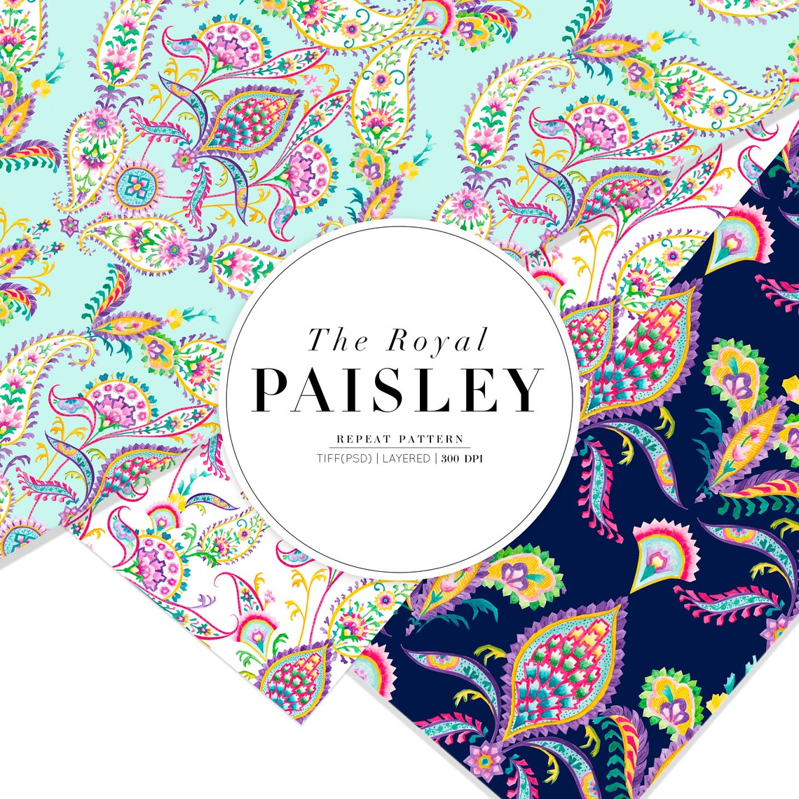 The Royal Paisley. Hand Painted Watercolour Paisley With Intricate ...