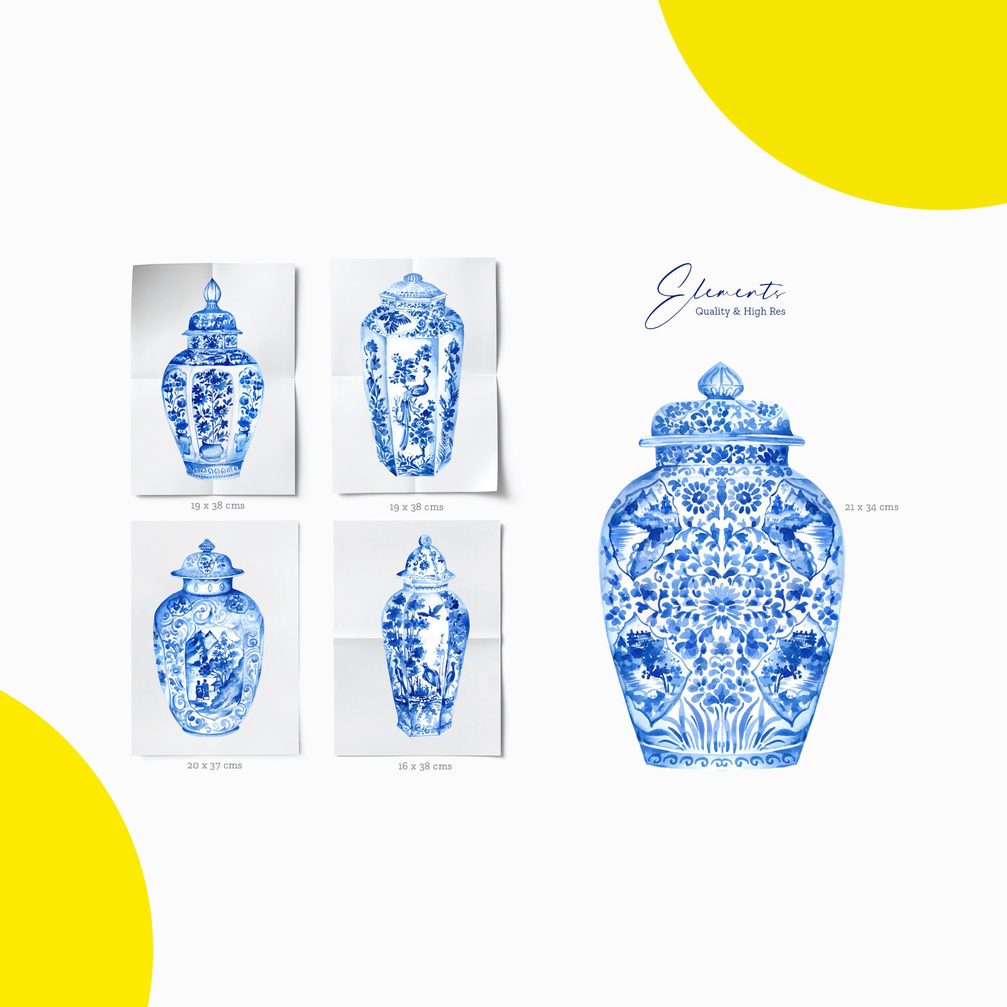 Ming, Hand Painted Watercolour Ginger Jar Patterns High Resolution ...