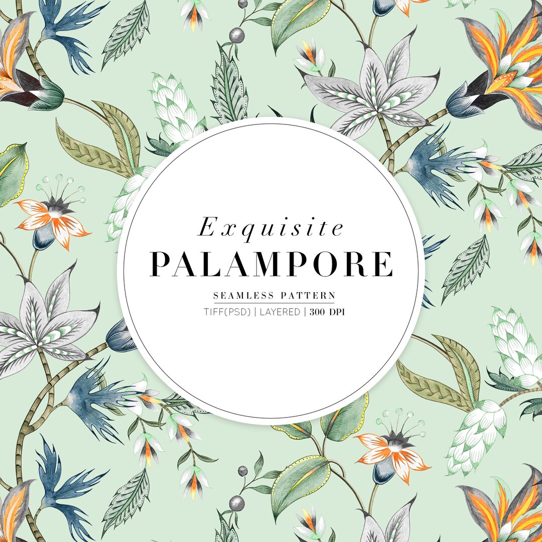 Palampore, Hand Painted Watercolour Seamless Pattern Surface Design. - Etsy