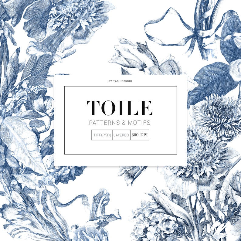 Floral Toile Pattern: Vintage Style Print (digital Download) - Etsy