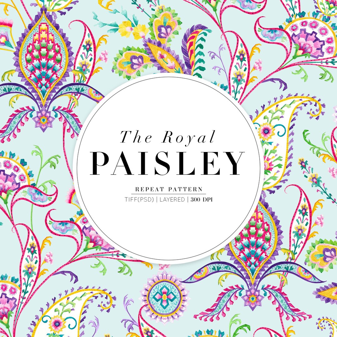 The Royal Paisley. Hand Painted Watercolour Paisley With Intricate ...