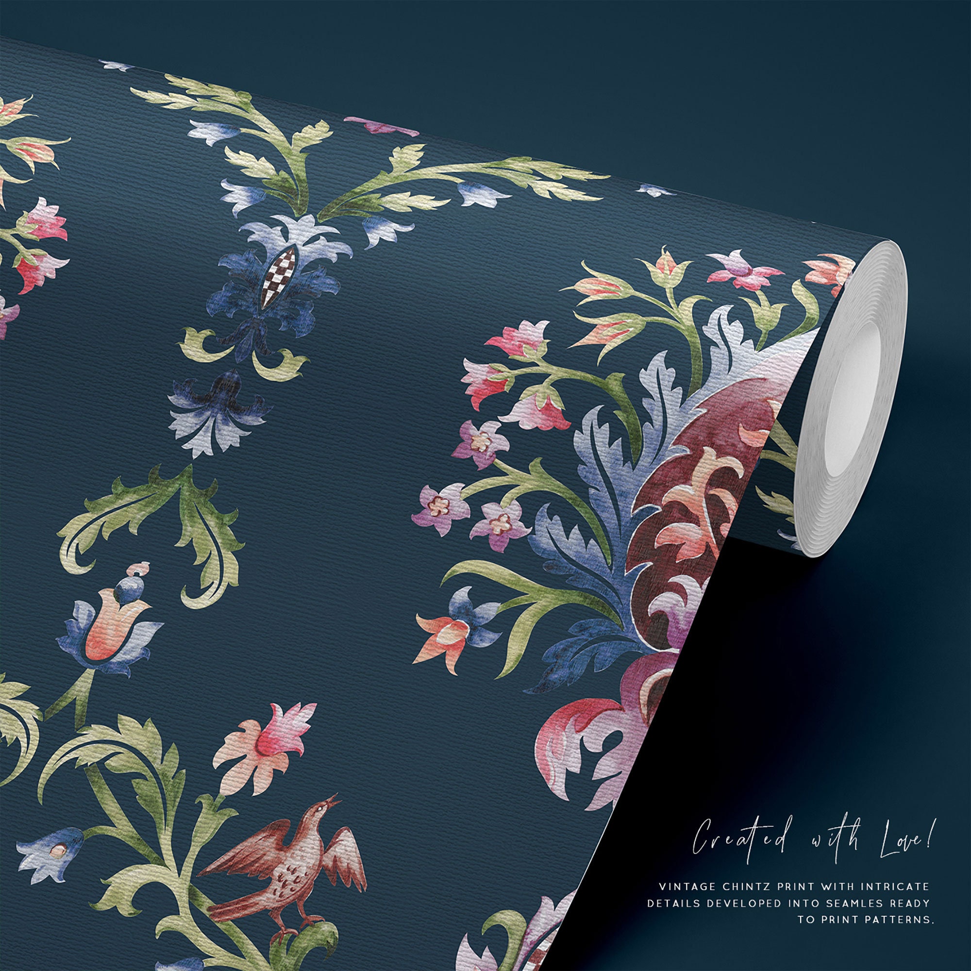 Indian Jali Floral Pattern: Watercolor Damask Print (digital Download ...