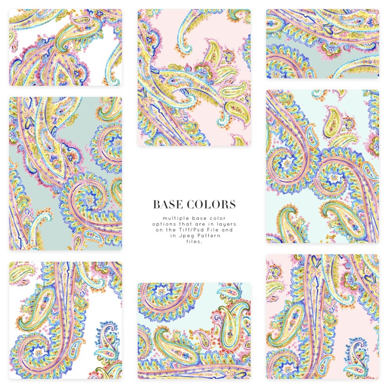 Hand-painted Paisley Pattern: Seamless Elegant Design (digital Download ...