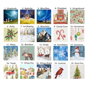PRINTED Mini 1" Winter Christmas Holiday December Snow, Nativity, Xmas ...