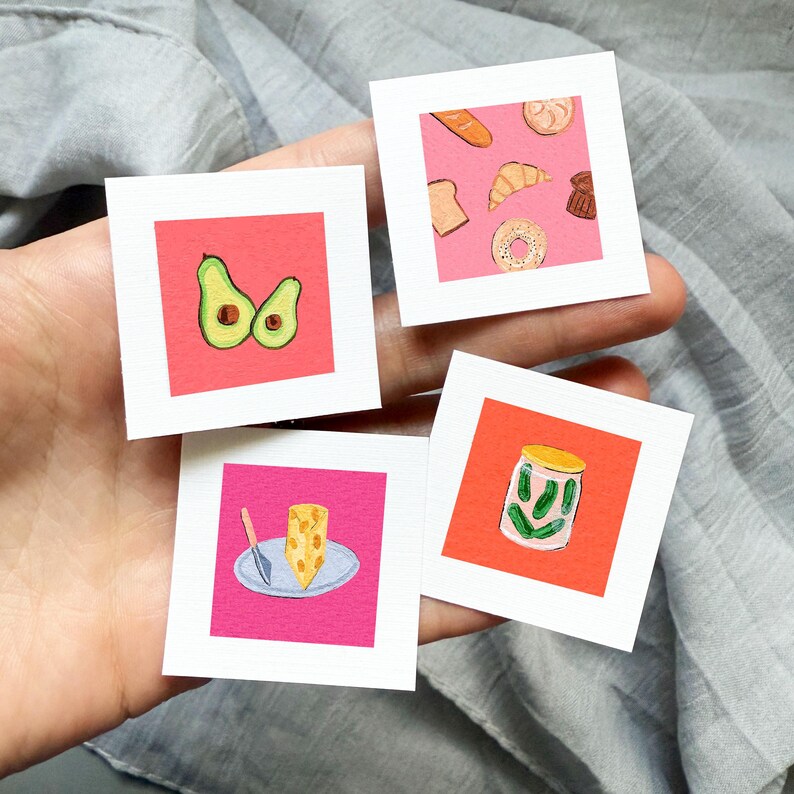 Set of 4 Tiny Food Prints - Etsy
