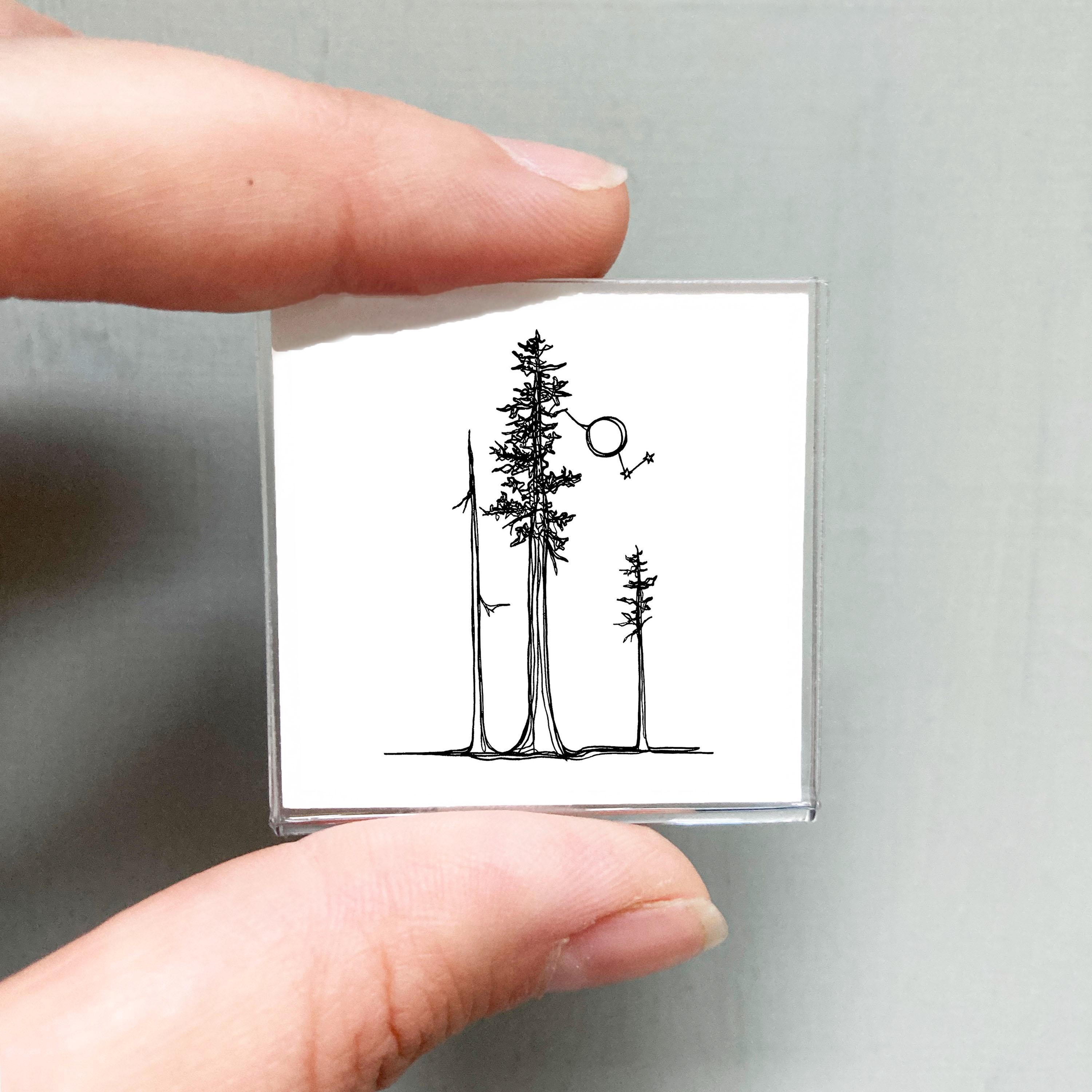 Mini Sequoia National Park California USA NPS Tiny Line Drawing Ink Art ...