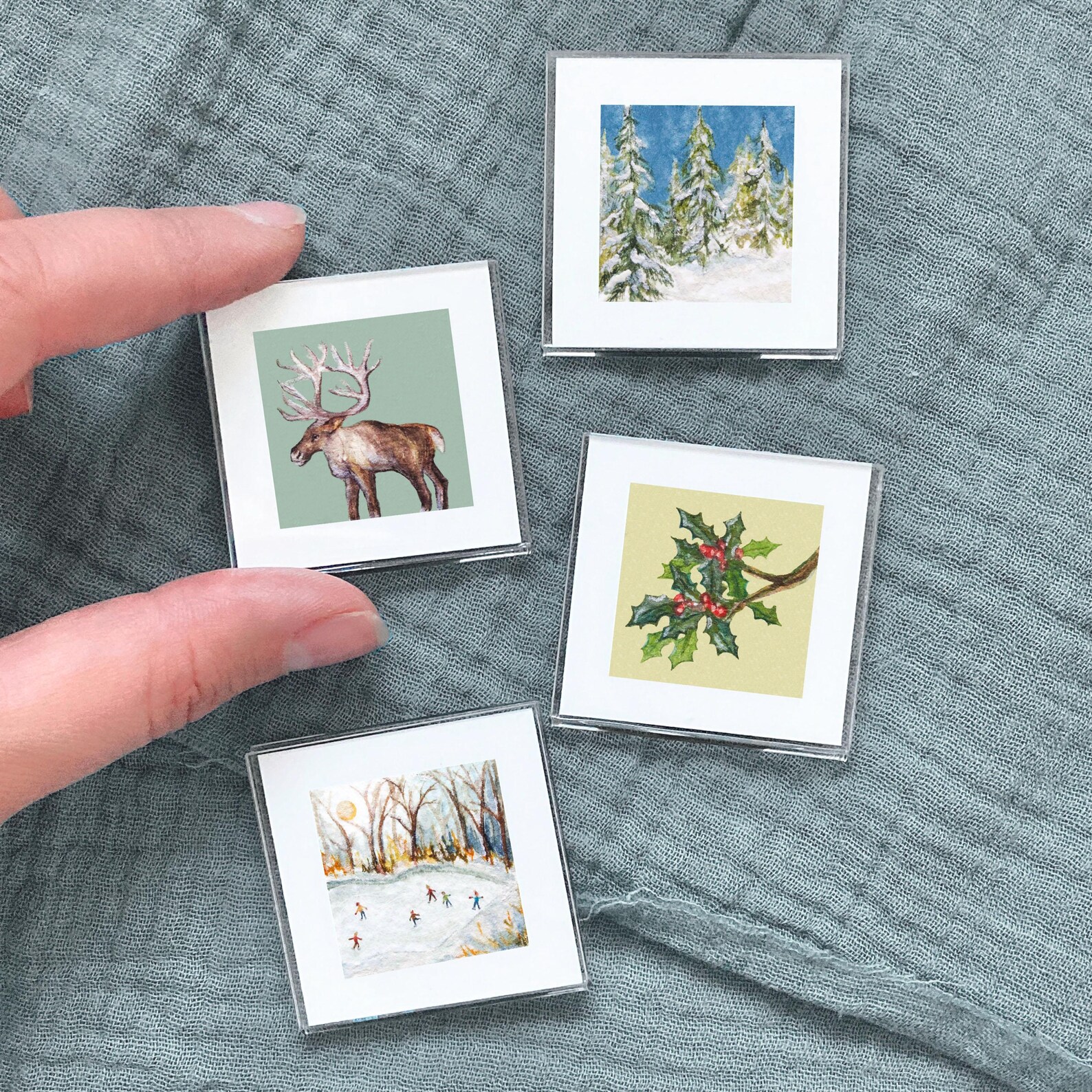 PRINTED Mini 1" Winter Christmas Holiday December Snow, Nativity, Xmas ...