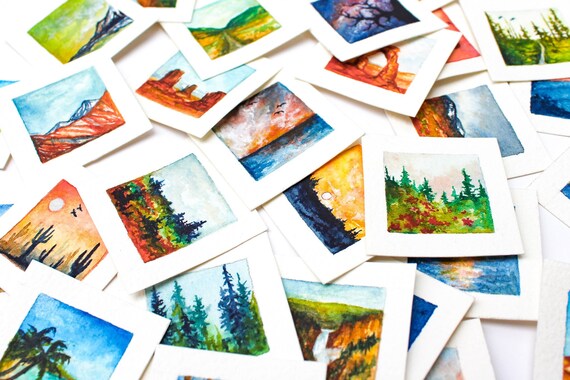 PRINTED Mini 1 Nature Landscape Watercolor PRINTS - Etsy