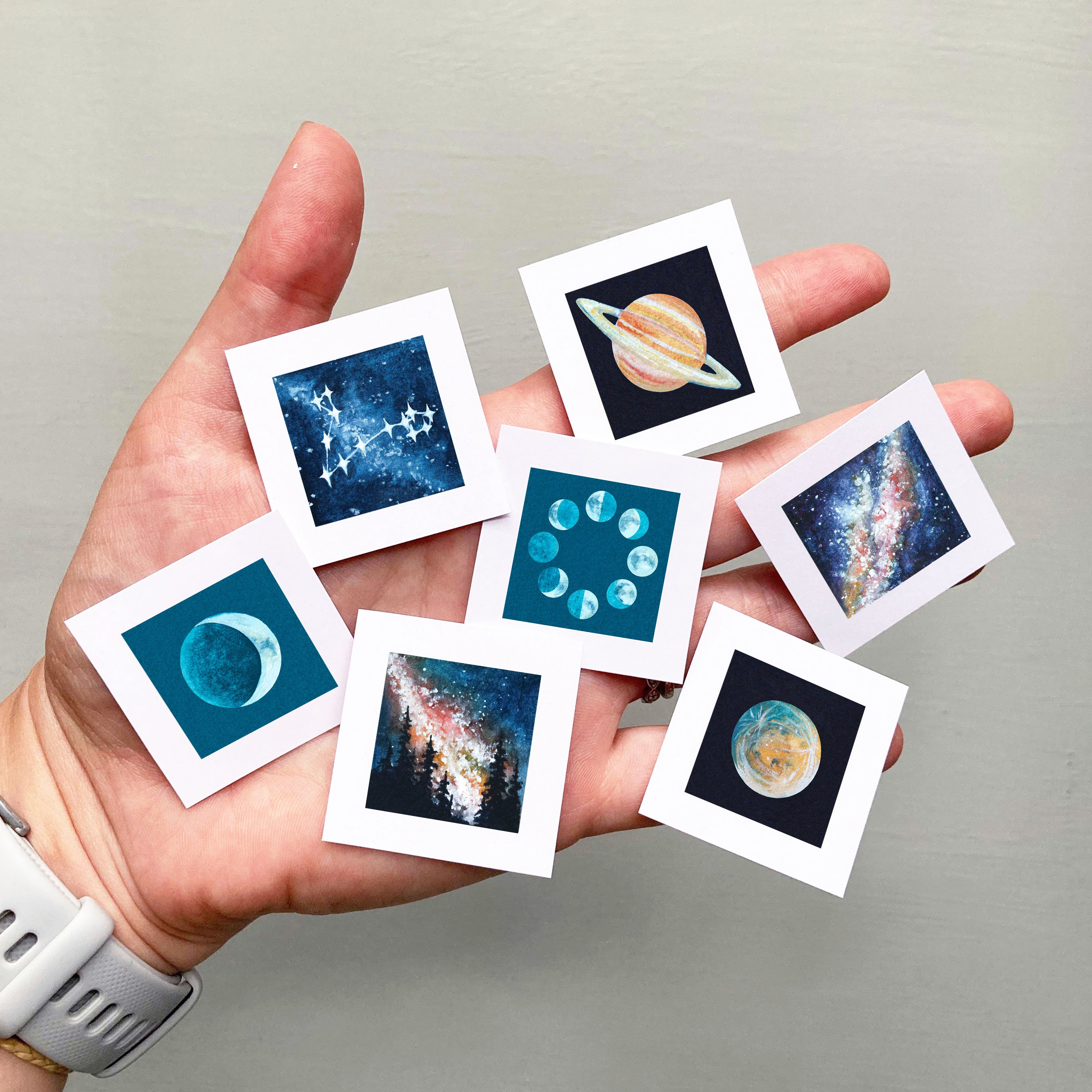 Mini 1 Full Moon Print Tiny Watercolor Painting Art - Etsy