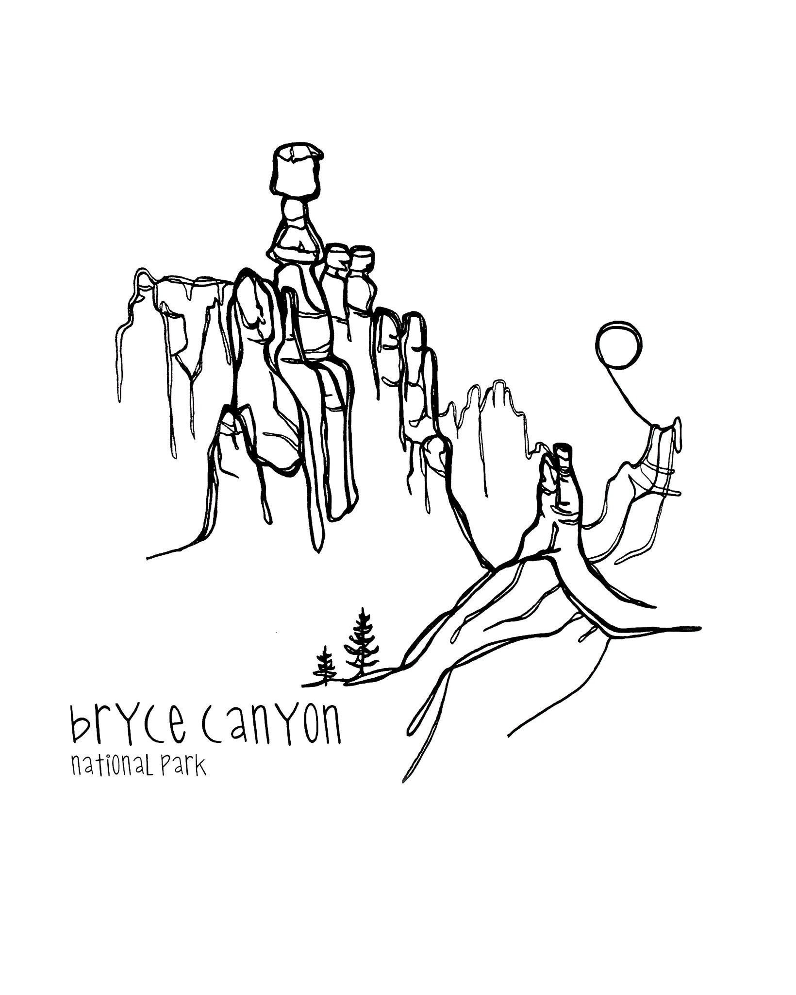 Bryce Canyon National Park Continuous Line Print - Etsy