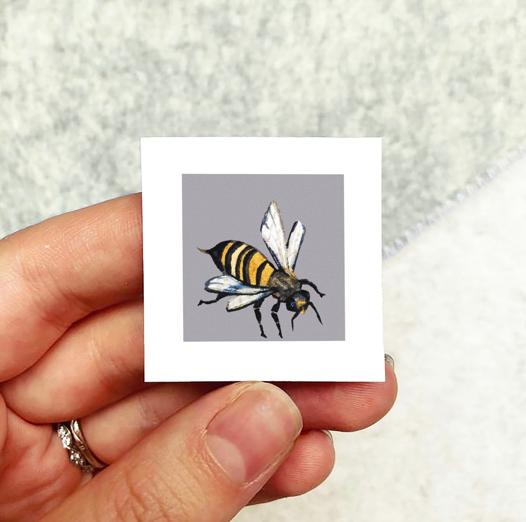 Mini 1" Bee Bumblebee Spring Flowers Print Tiny Watercolor Art PRINT - Etsy
