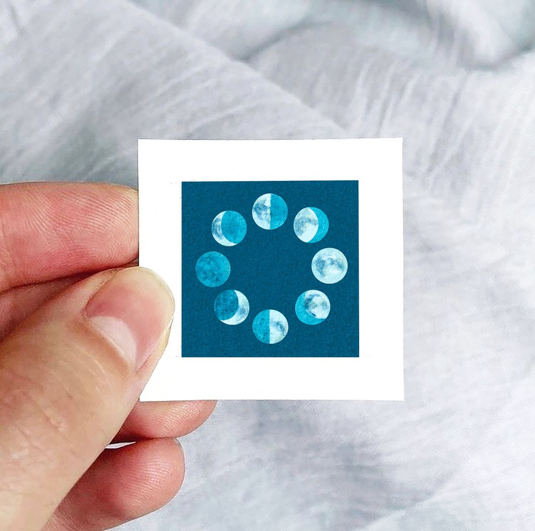 Mini 1" Moon Phases Print Tiny Watercolor Art PRINT - Etsy