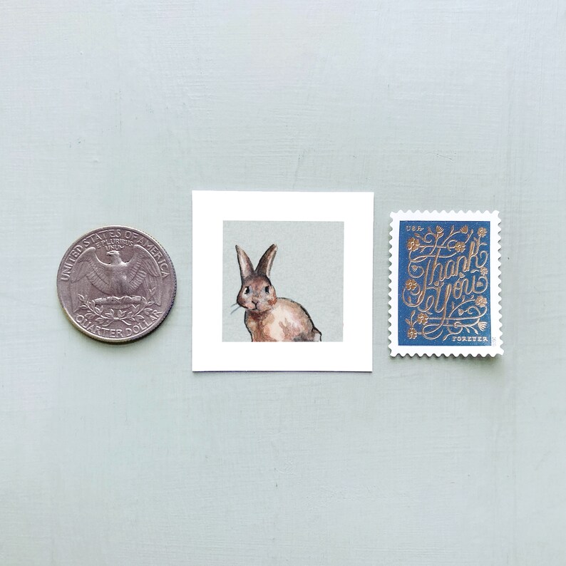 Mini 1 Bunny Rabbit Animal Print Tiny Watercolor - Etsy