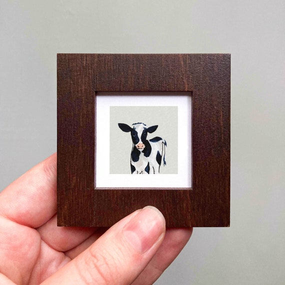 Mini 1 Cow Animal Print Tiny Watercolor Painting Art | Etsy