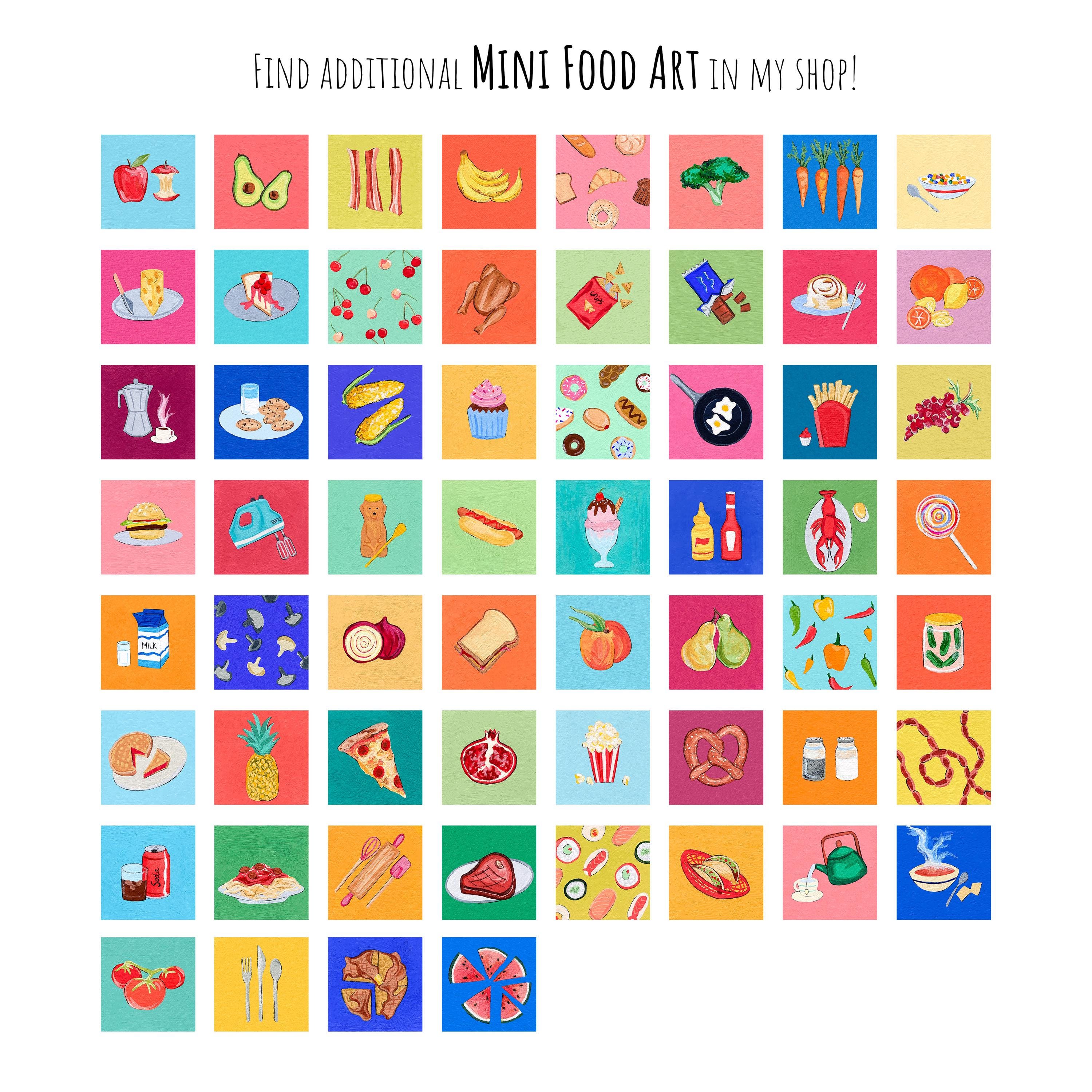 Set of 4 Tiny Food Prints - Etsy