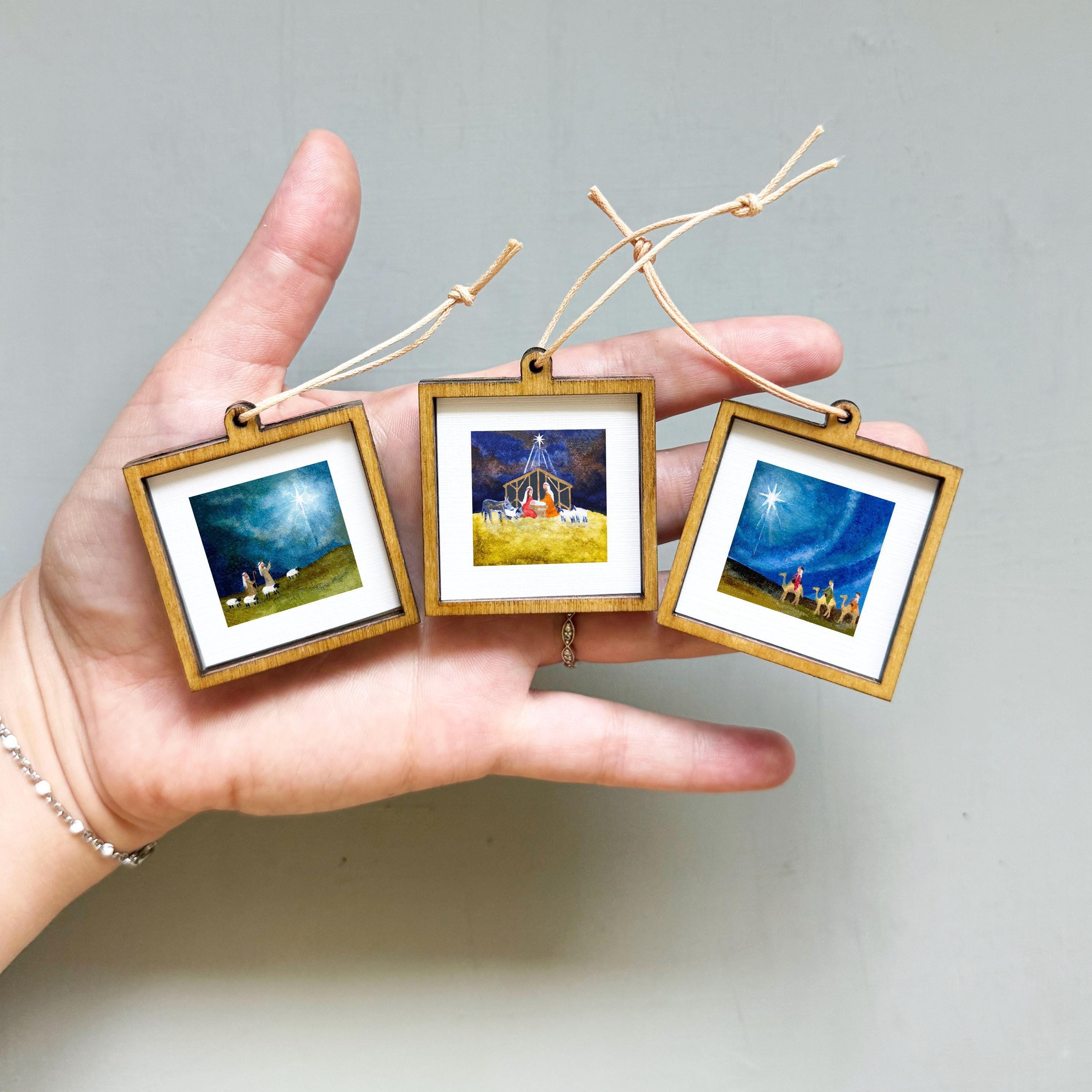 PRINTED Mini 1" Winter Christmas Holiday December Snow, Nativity, Xmas ...