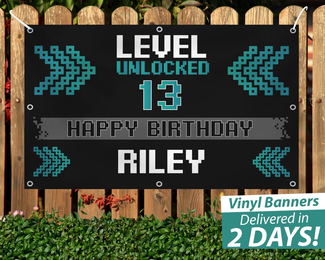 Video Game Birthday Banner // Custom Vinyl Banner // Free Overnight ...