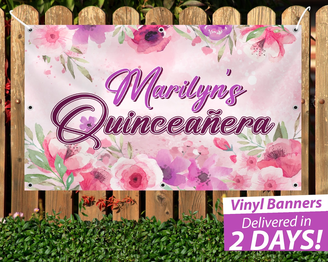Quinceañera Birthday Banner // Custom Vinyl Banner // Free Overnight ...
