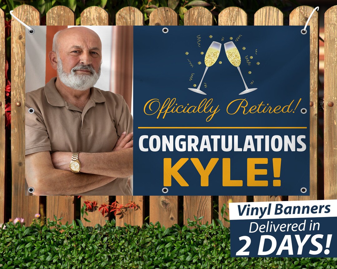 Happy Retirement Banner // Custom Vinyl Banner // Free Overnight ...