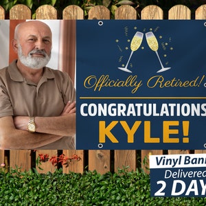 Happy Retirement Banner // Custom Vinyl Banner // Free Overnight ...