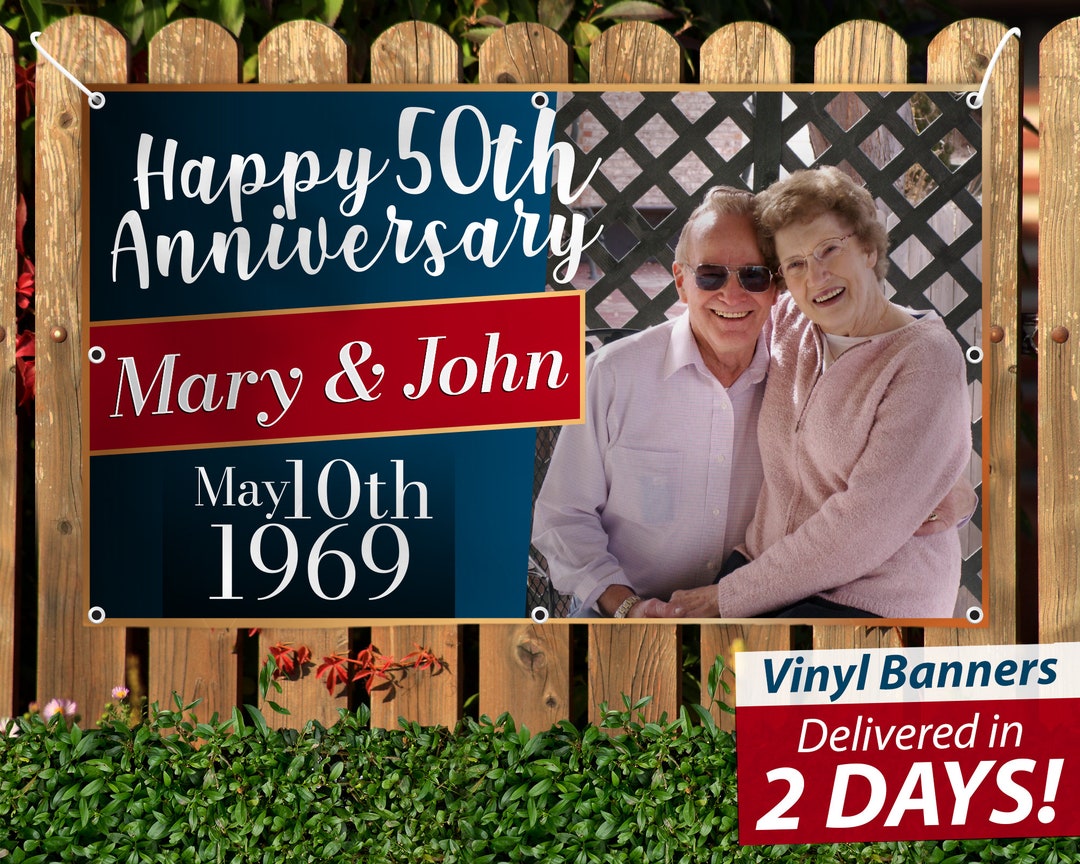 Happy Anniversary Banner // Custom Vinyl Banner // Free Overnight ...