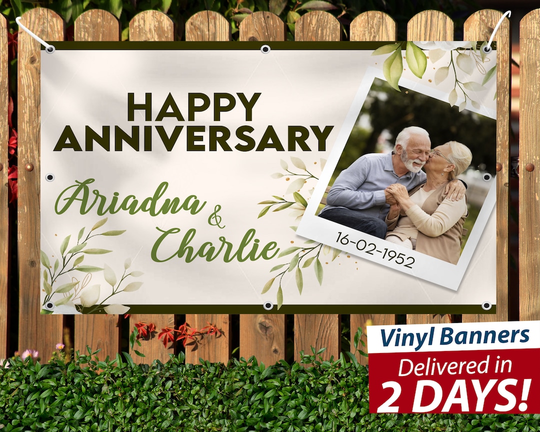 Wedding Anniversary Banner // Custom Vinyl Banner // Free Overnight ...