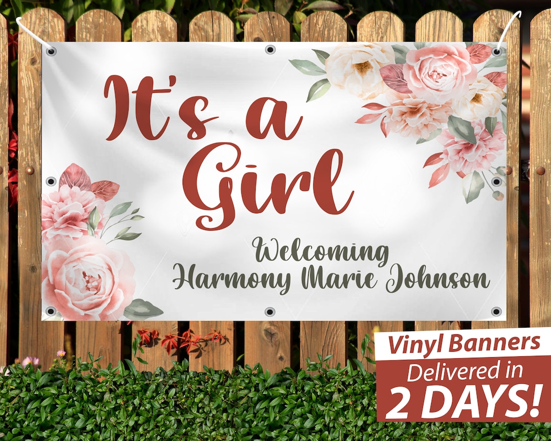 It's a Girl! // Baby Shower Banner // Custom Vinyl Banner // Free ...