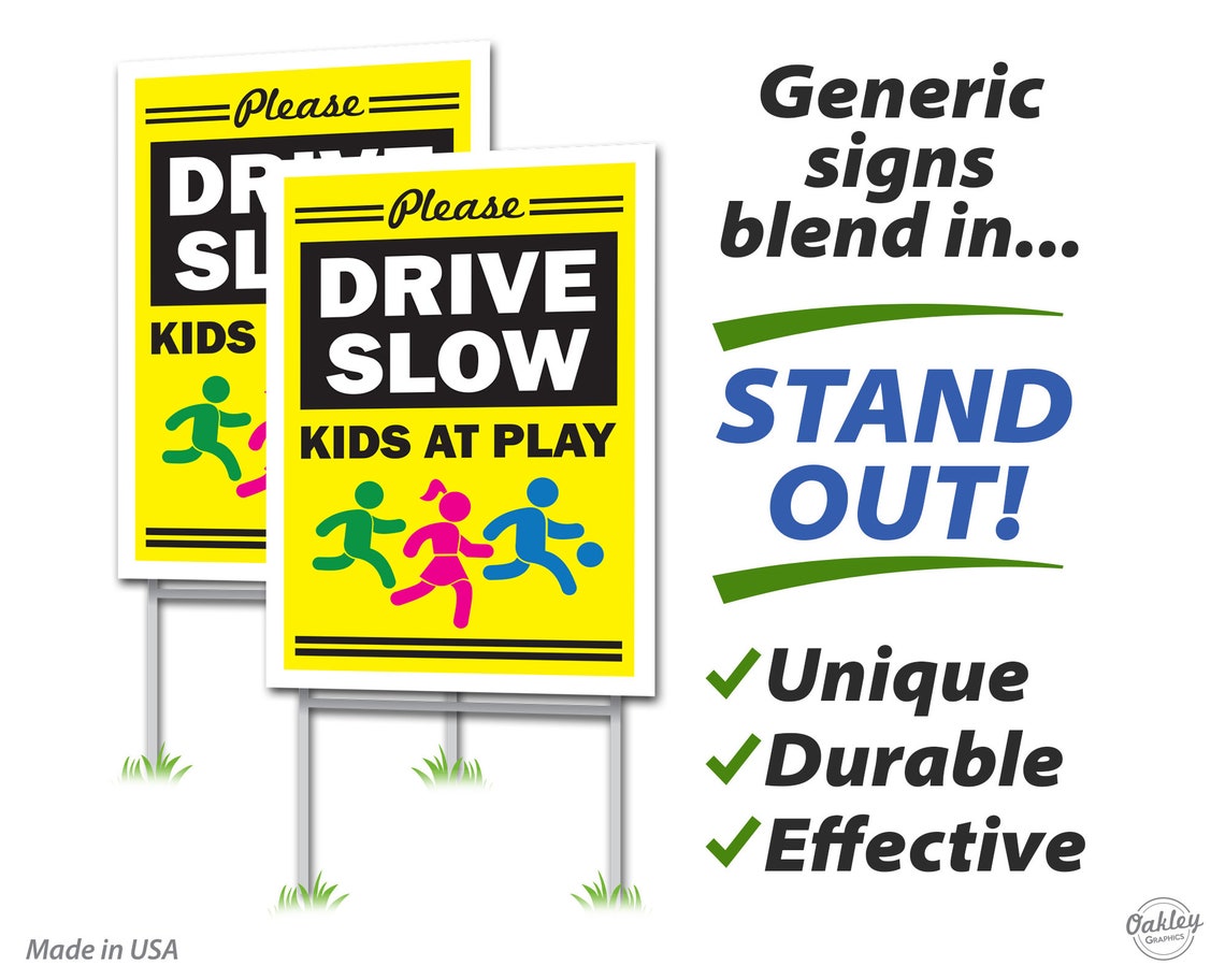 Drive Slow Yard Signs yellow Kids at Play Drive Safe - Etsy