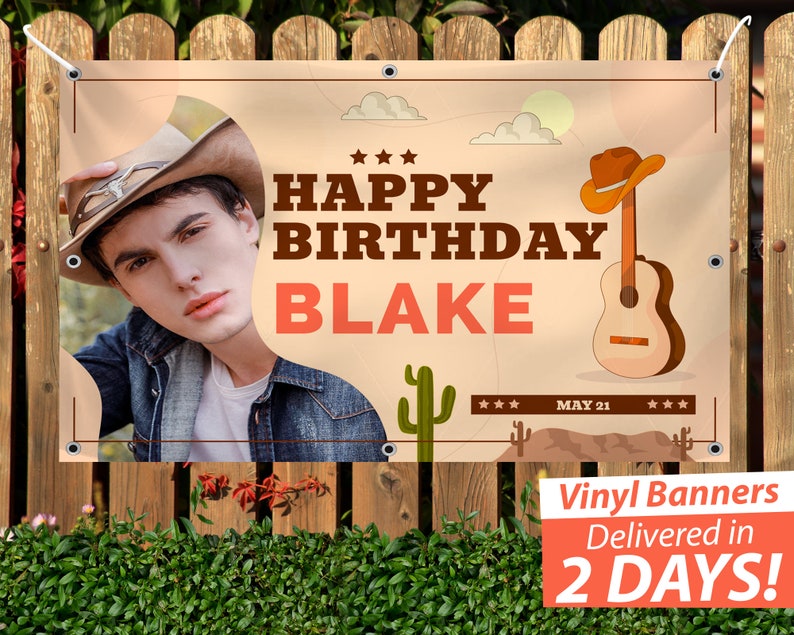 Country Music Birthday Banner // Custom Vinyl Banner // Free - Etsy