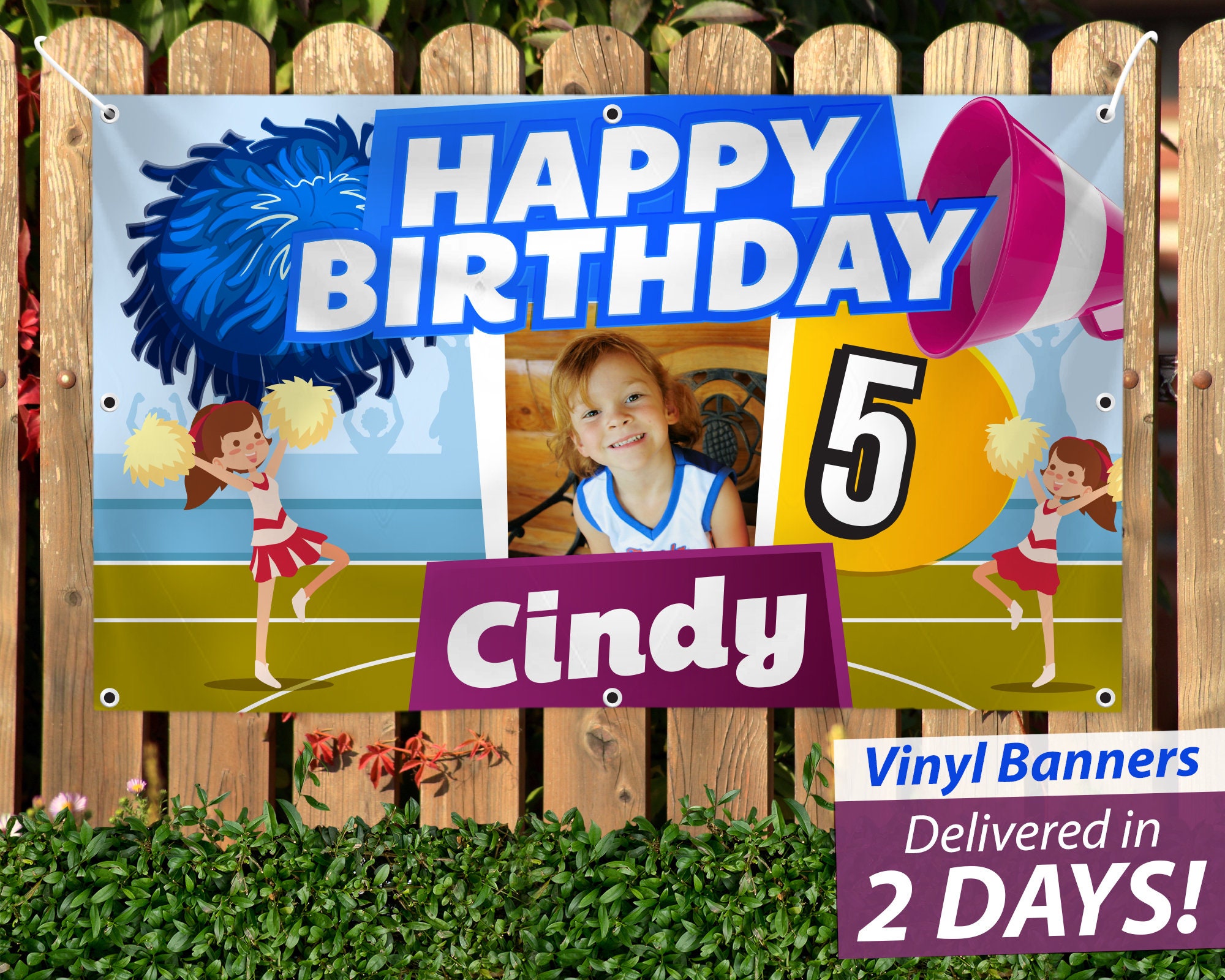 Cheerleader Birthday Banner // Custom Vinyl Banner // Free Overnight ...