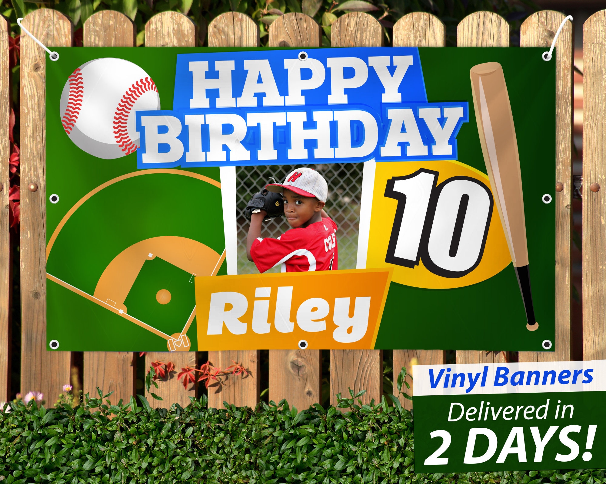 Baseball Birthday Banner // Custom Vinyl Banner // Free | Etsy