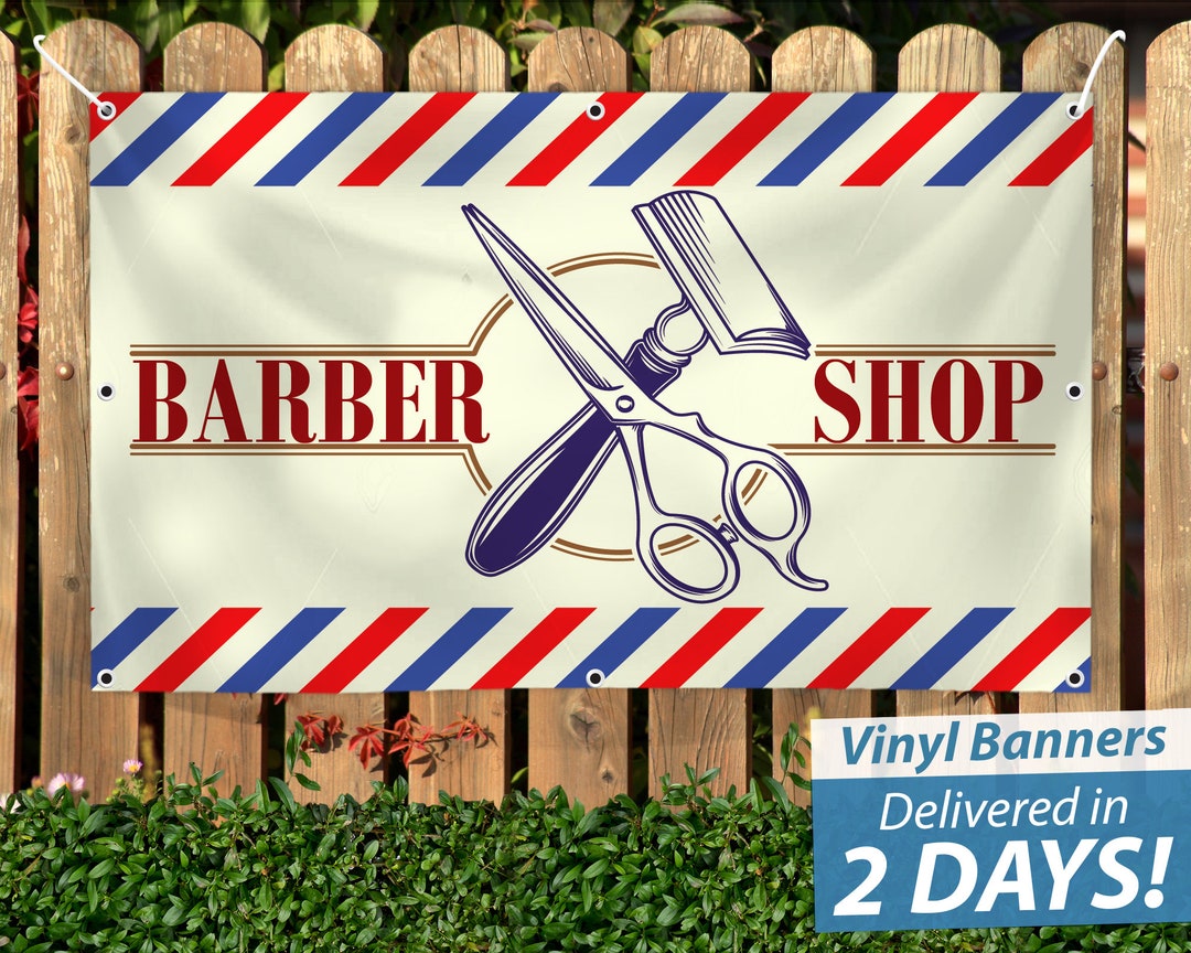 Barber Shop Banner // Custom Vinyl Banner // Free Overnight Shipping ...