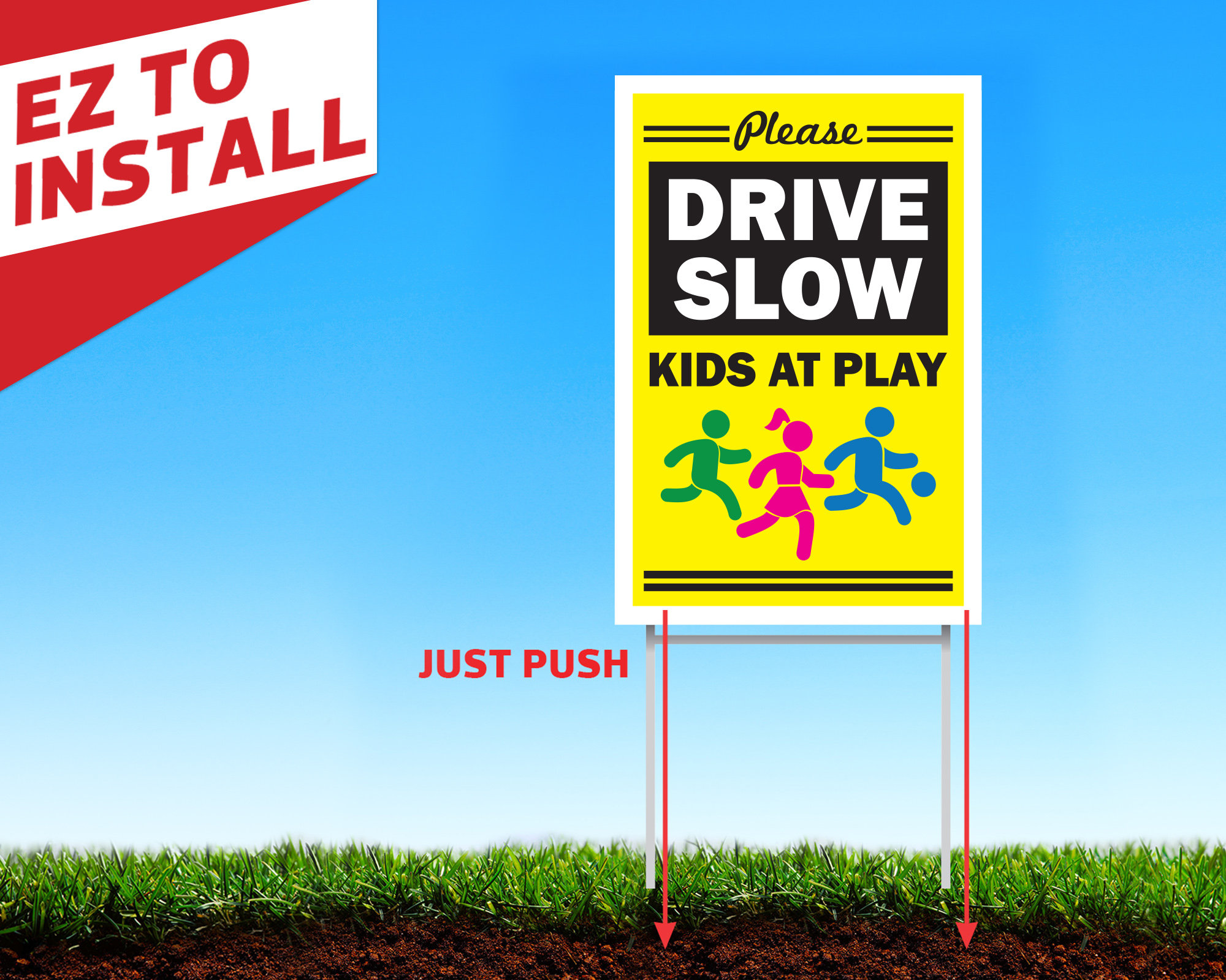 Drive Slow Yard Signs yellow Kids at Play Drive Safe - Etsy