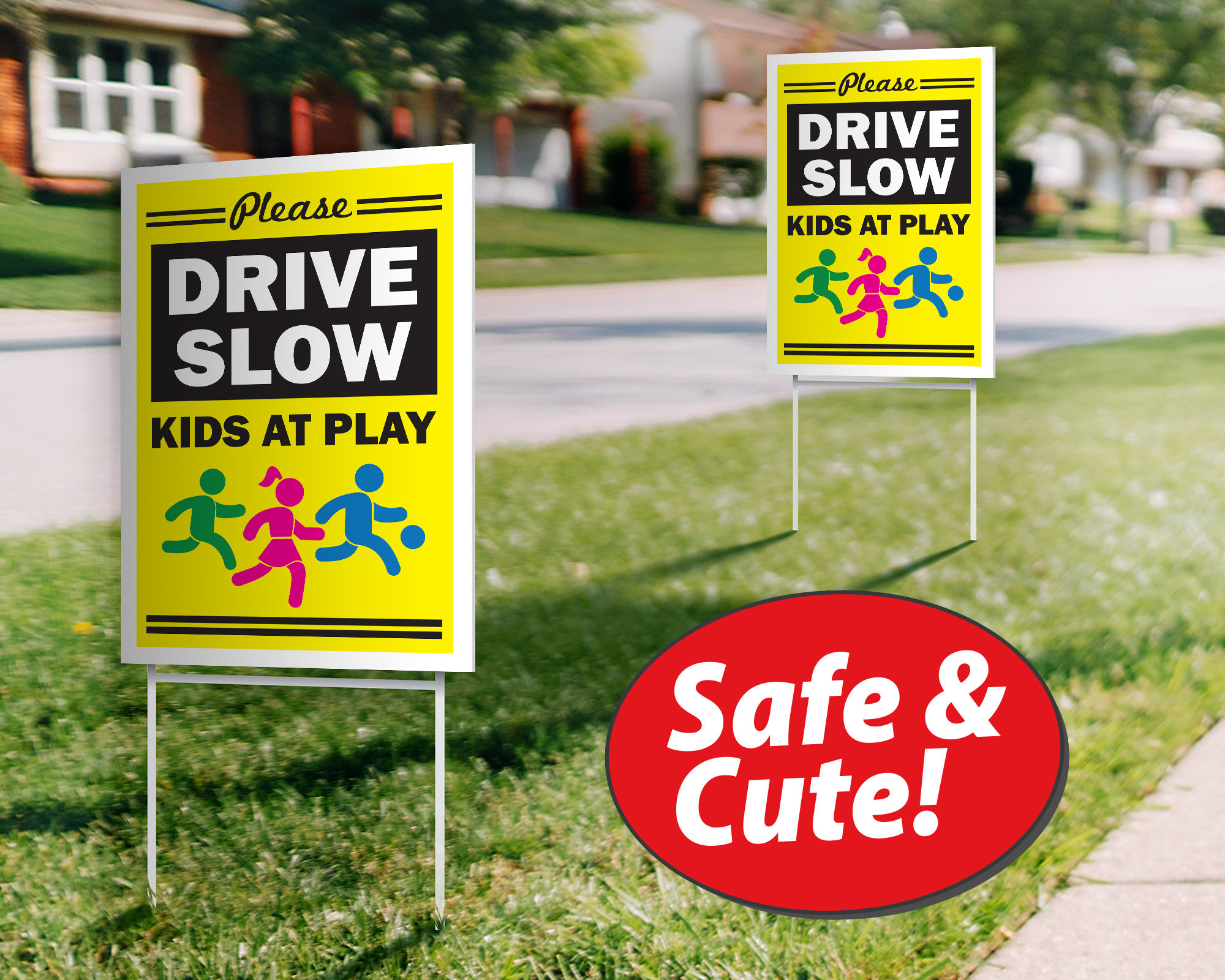 Drive Slow Yard Signs yellow Kids at Play Drive Safe | Etsy