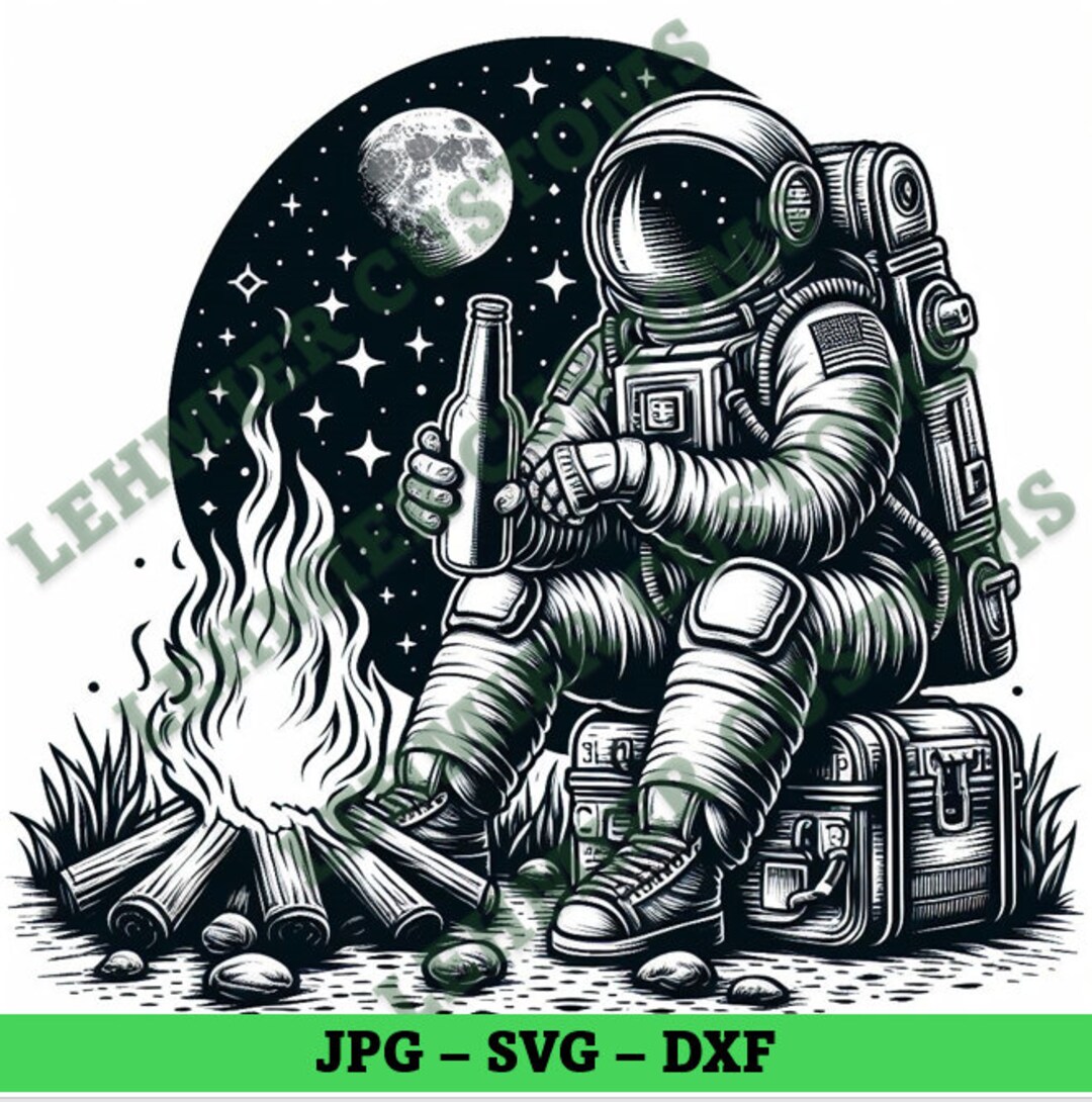 Astronaut Sitting at Bonfire, Astronaut Beer, Campfire, Clipart, Nasa ...