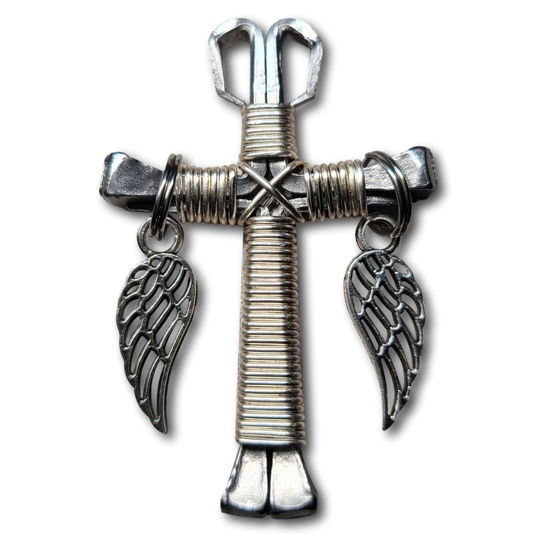 Shiny Silver Horseshoe Nail Cross - Etsy