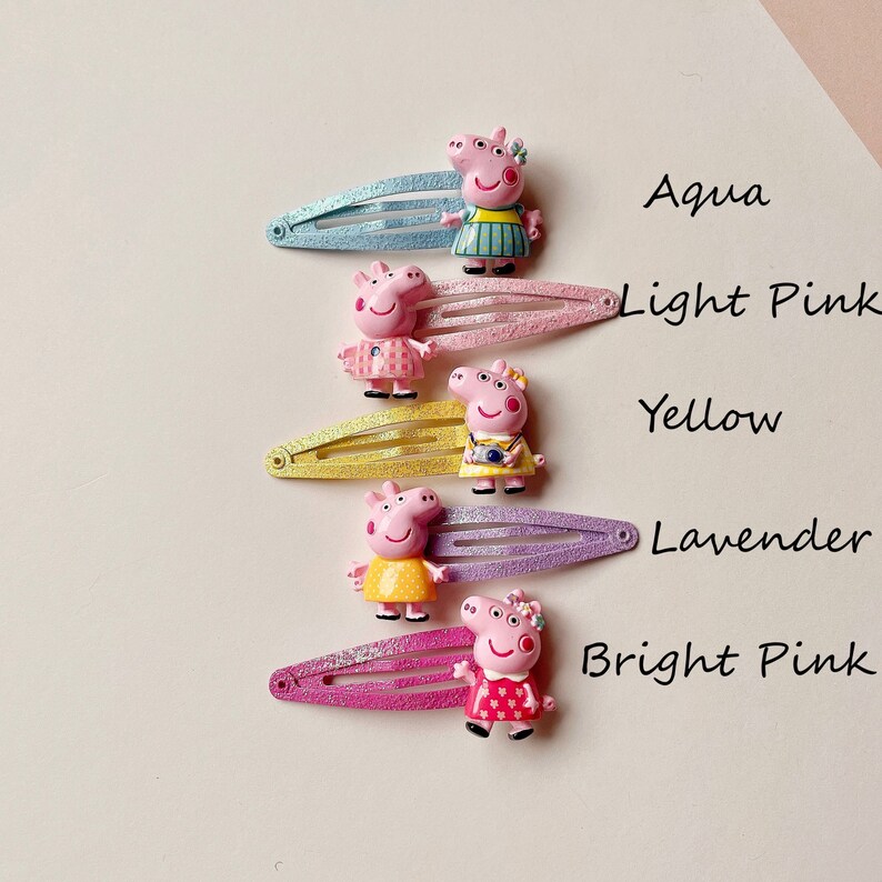 Peppa Pig Hair Clips Baby Hair Clips Baby Hair Bows Toddler - Etsy
