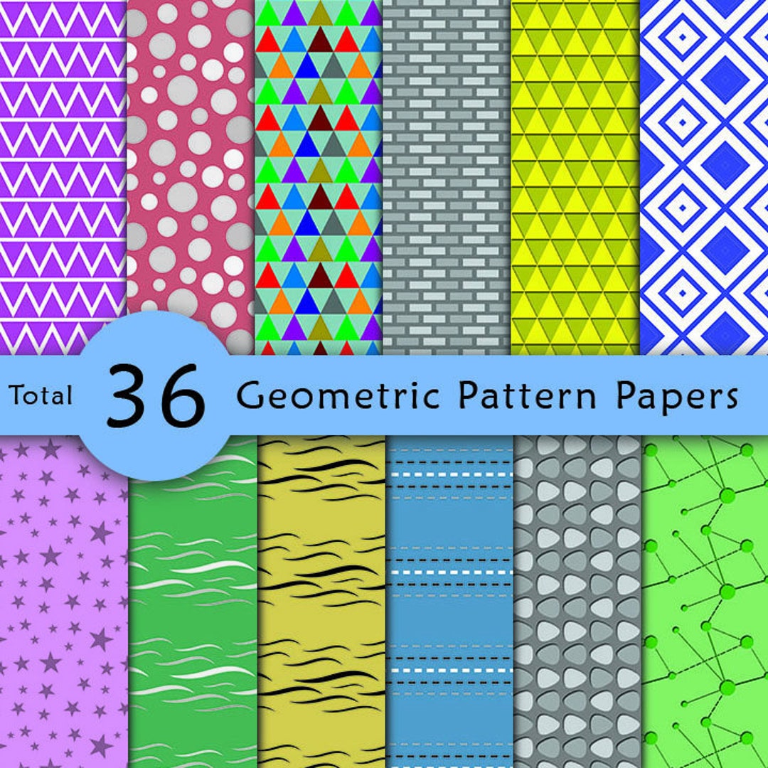 Geometric Shape Digital Paper, Digital Scrapbook, Scrapbooking Paper ...